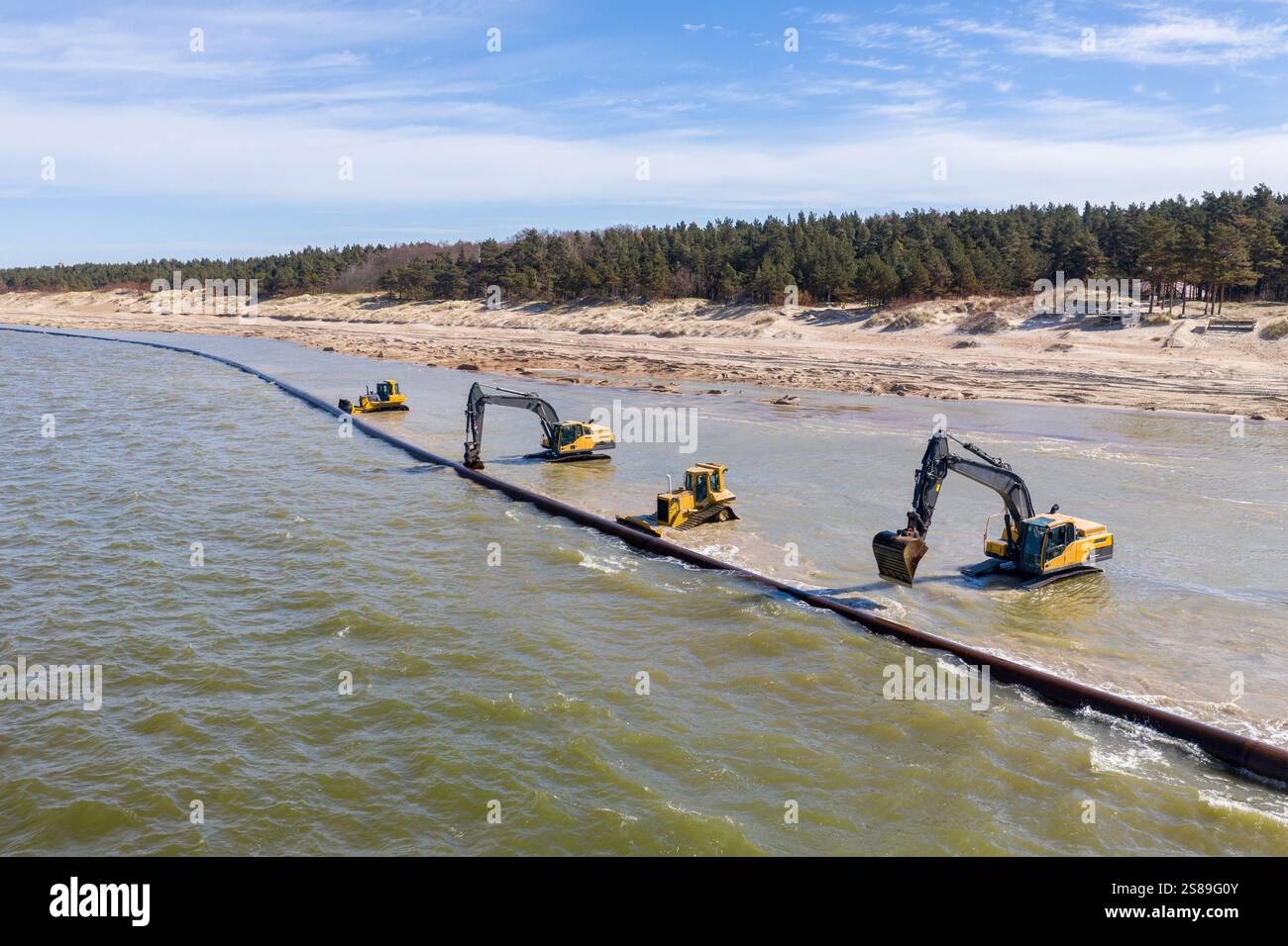 Beach Erosion Construction Restoration Job Site from Aerial Work in ...