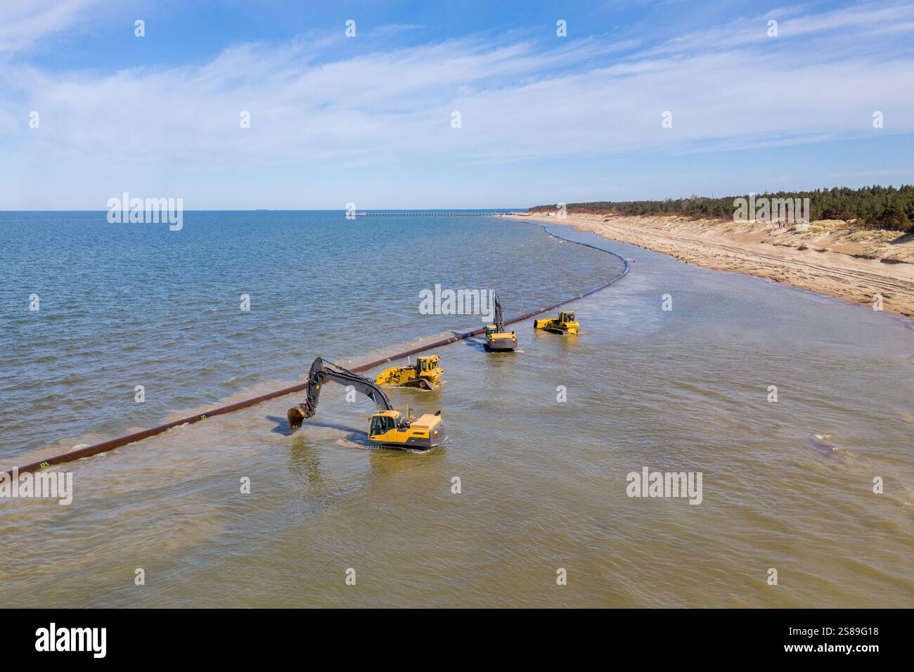 Beach Erosion Construction Restoration Job Site from Aerial Work in ...