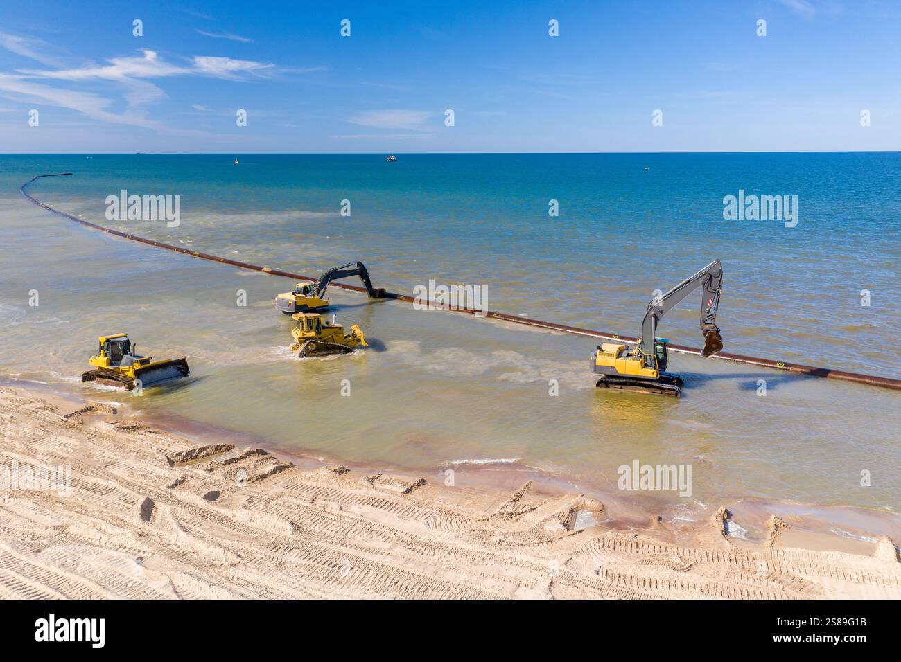 Beach Erosion Construction Restoration Job Site from Aerial Work in ...