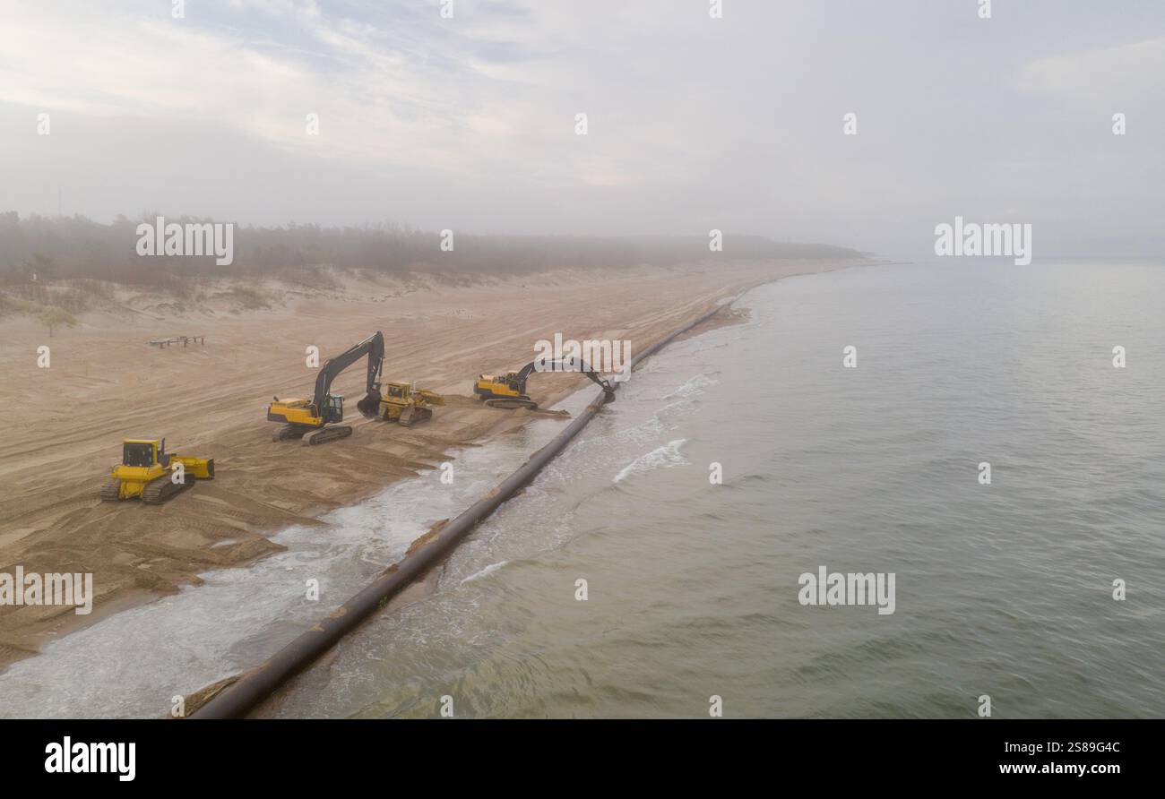 Beach Erosion Construction Restoration Job Site from Aerial Work in ...