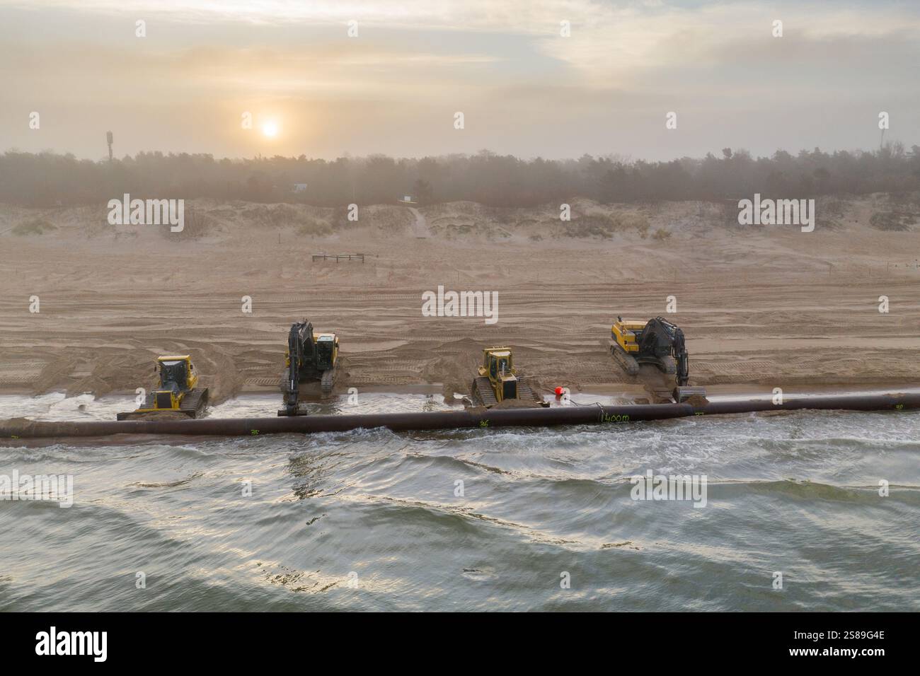 Beach Erosion Construction Restoration Job Site from Aerial Work in ...