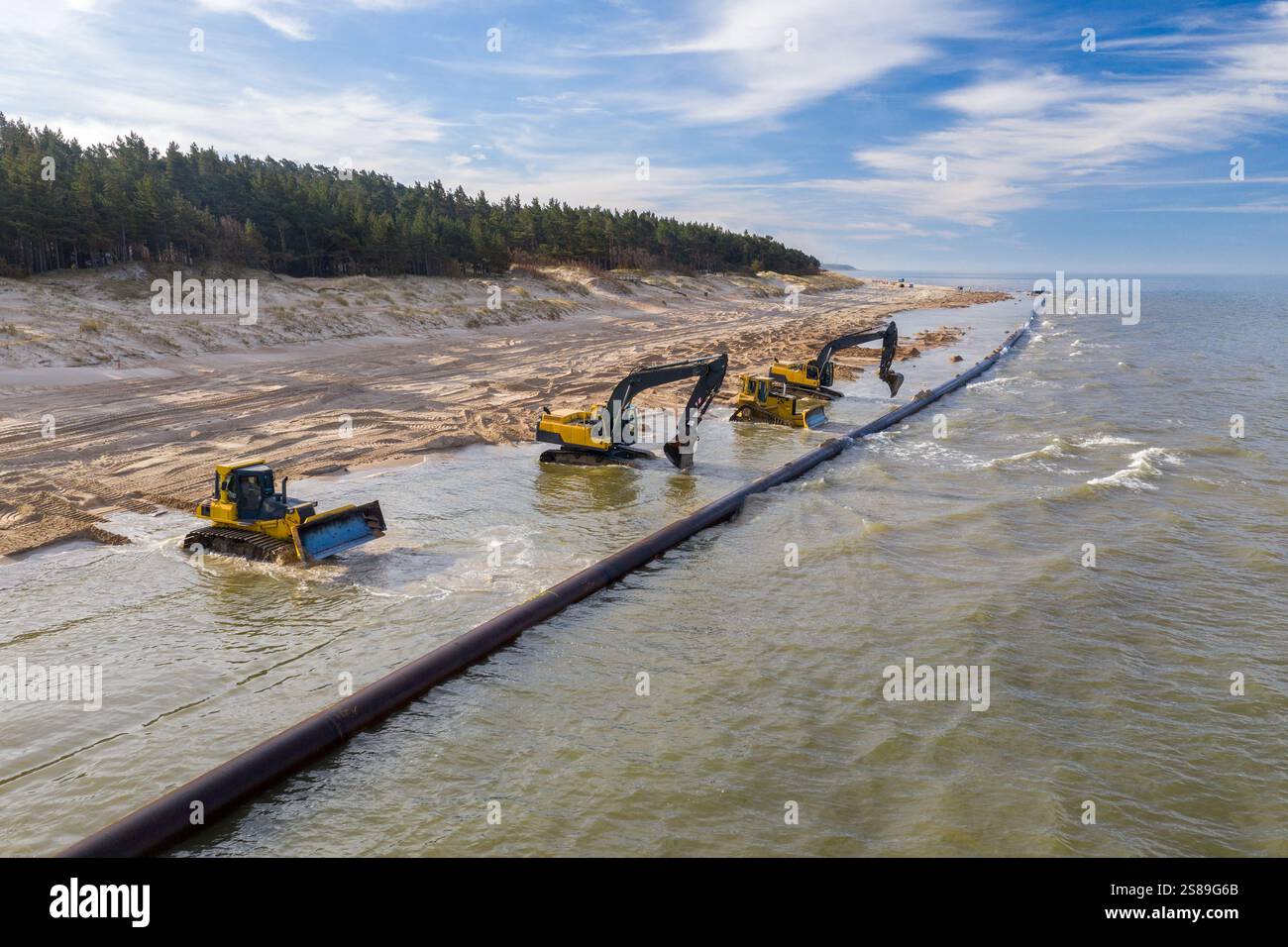Beach Erosion Construction Restoration Job Site from Aerial Work in ...