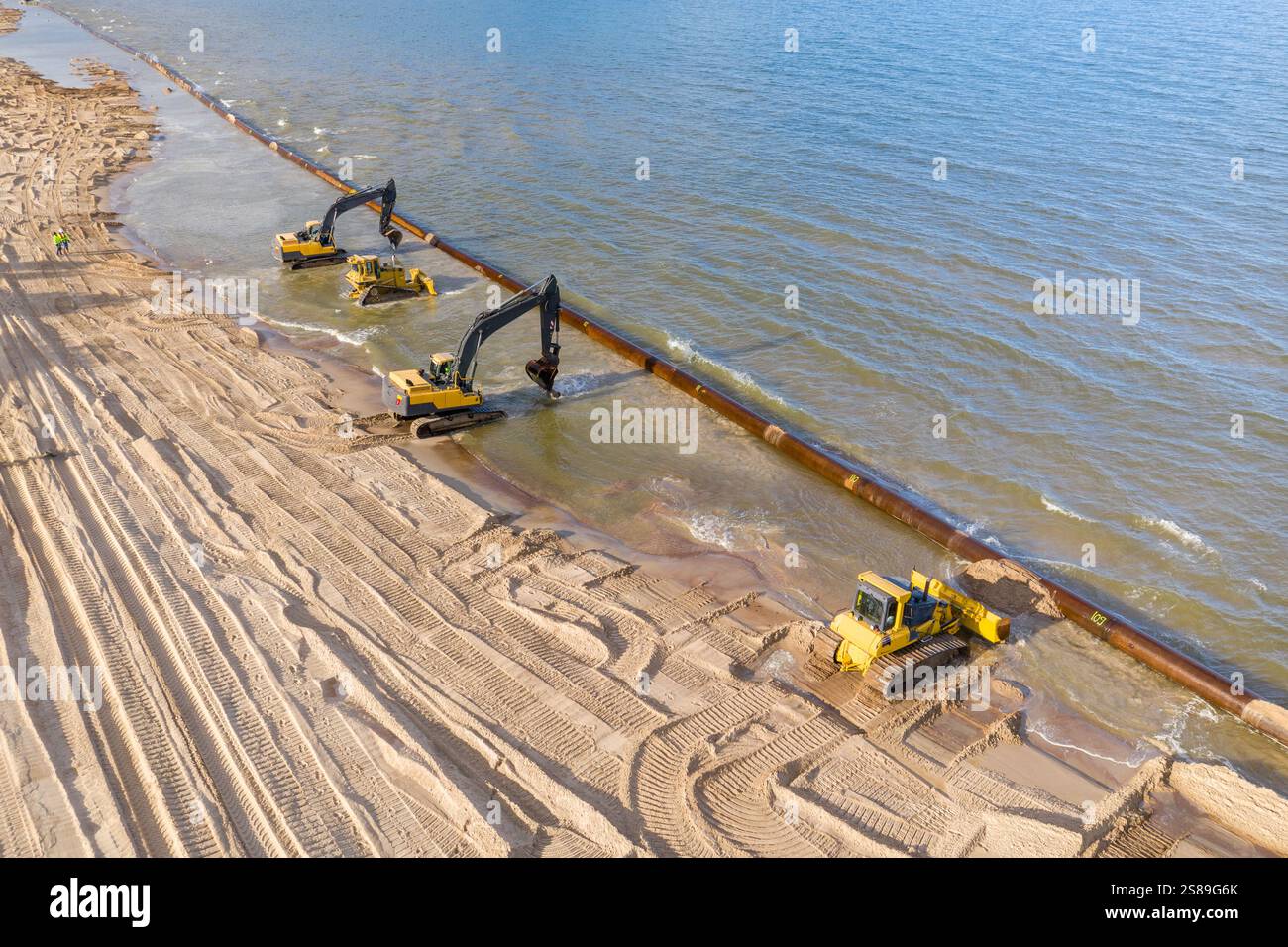Beach Erosion Construction Restoration Job Site from Aerial Work in ...
