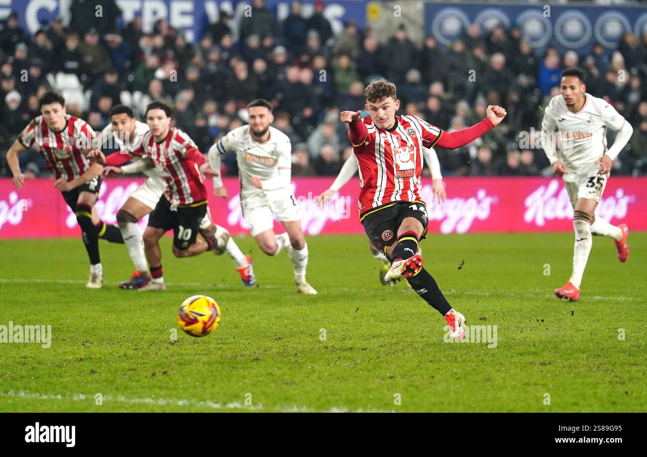 Sheffield United's Harrison Burrows (centre) scores their side's second ...
