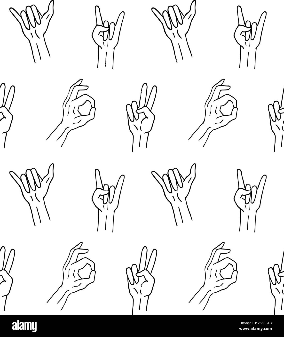 Vector seamless pattern of hand drawn doodle sketch arm signs isolated ...
