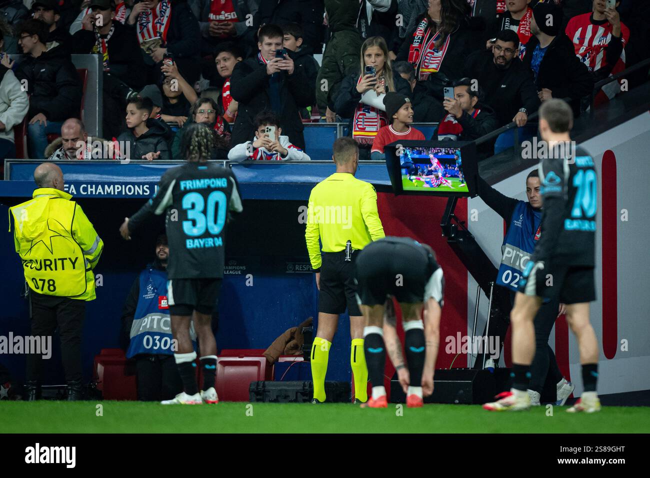 Madrid, Spain. 21st Jan, 2025. The referee looks at VAR during a UEFA ...