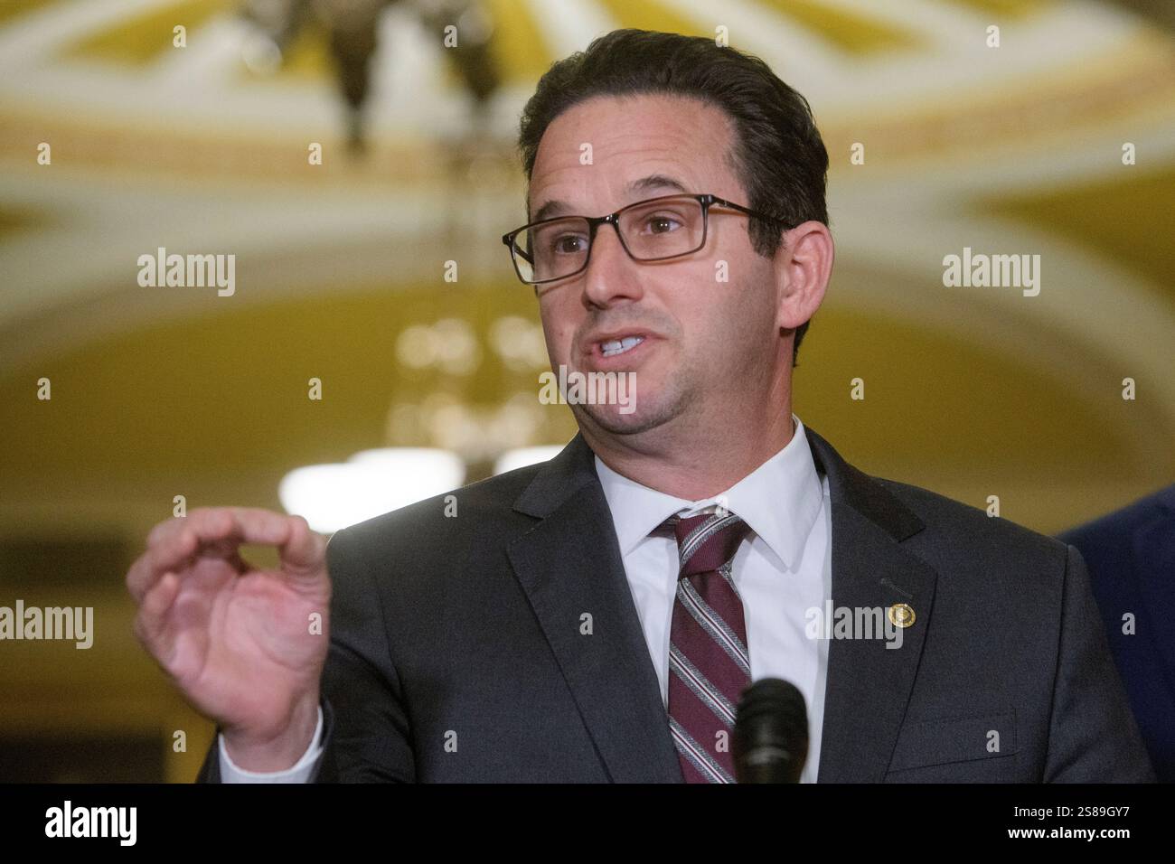 Sen. Brian Schatz, D-Hawaii, speaks during the Senate Democrat policy ...
