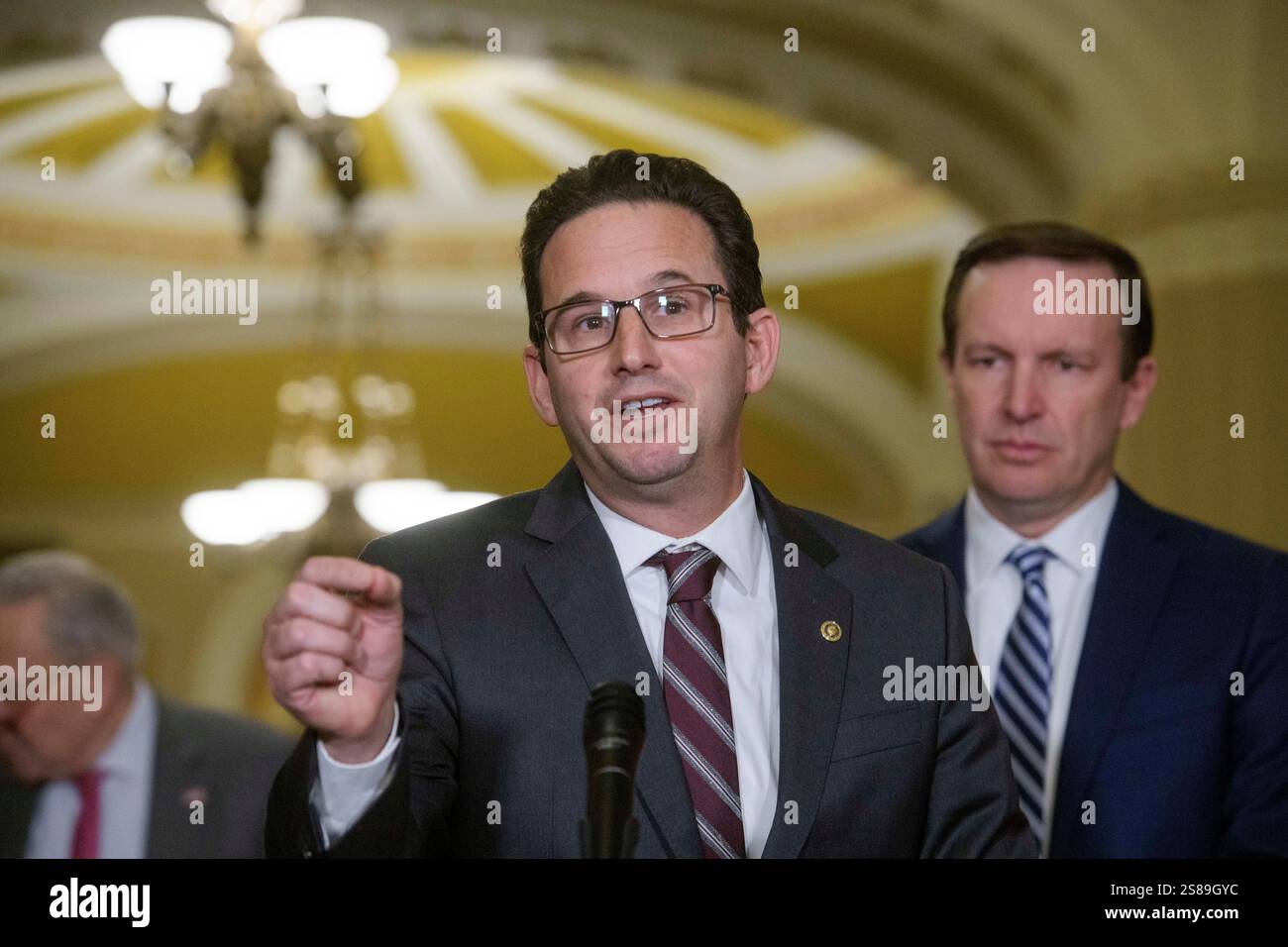 Sen. Brian Schatz, D-Hawaii, speaks during the Senate Democrat policy ...