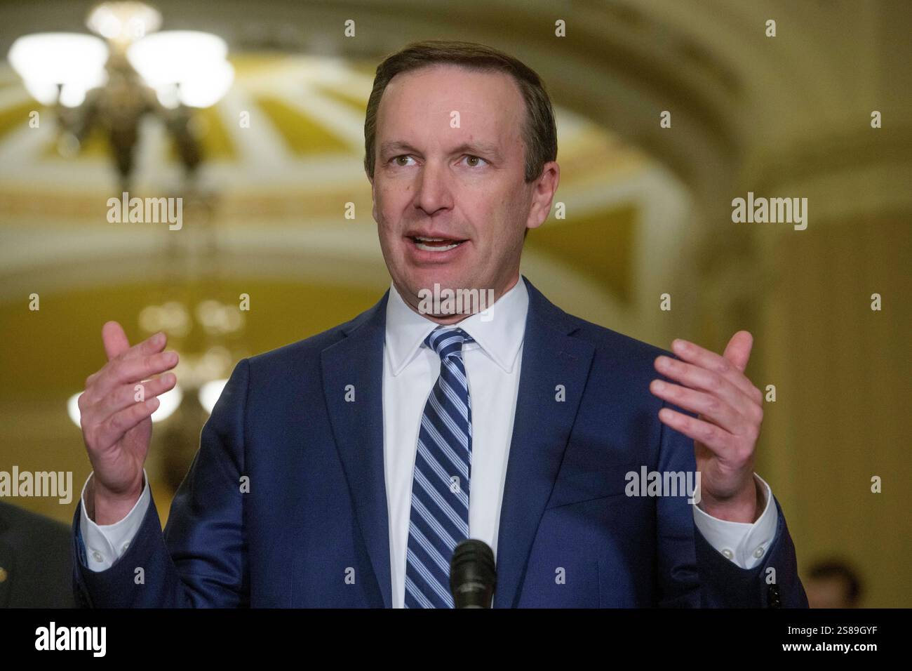 Sen. Chris Murphy, D-Conn., speaks during the Senate Democrat policy ...