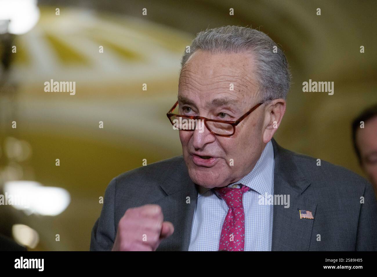 Senate Minority Leader Chuck Schumer, D-N.Y., responds to questions ...