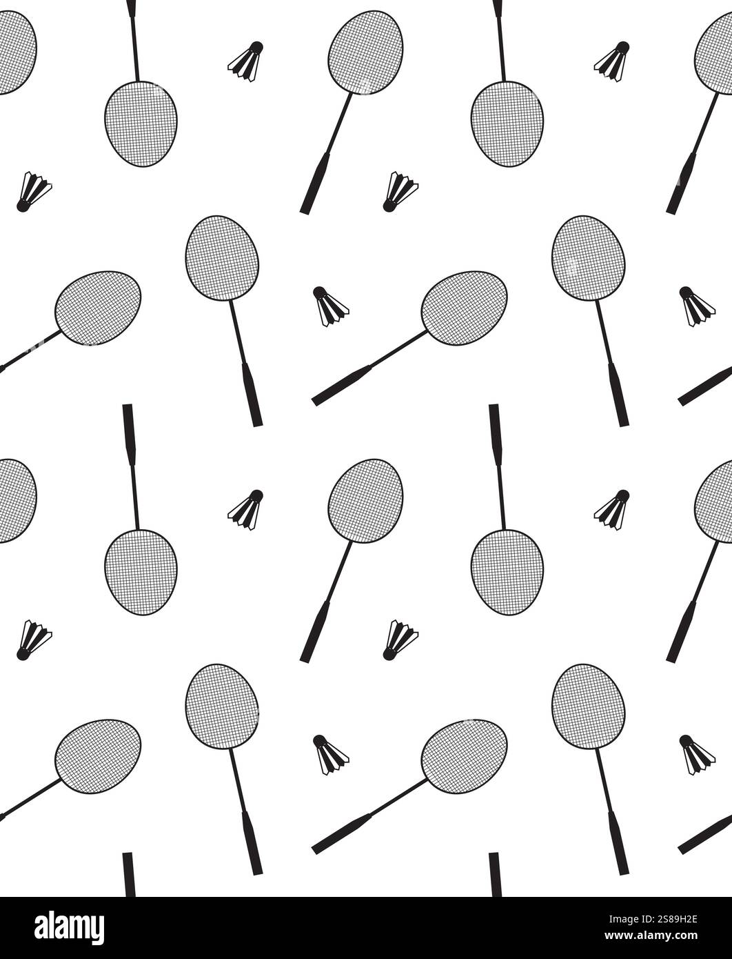 Vector seamless pattern of flat black outline badminton shuttlecock and ...