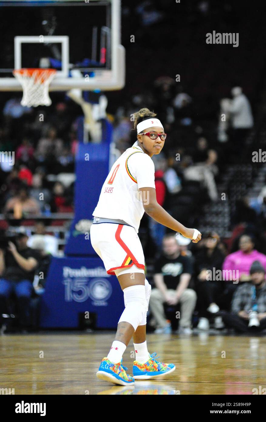 Shyanne Sellers (0) of Maryland at Prudential Center in the Coretta ...