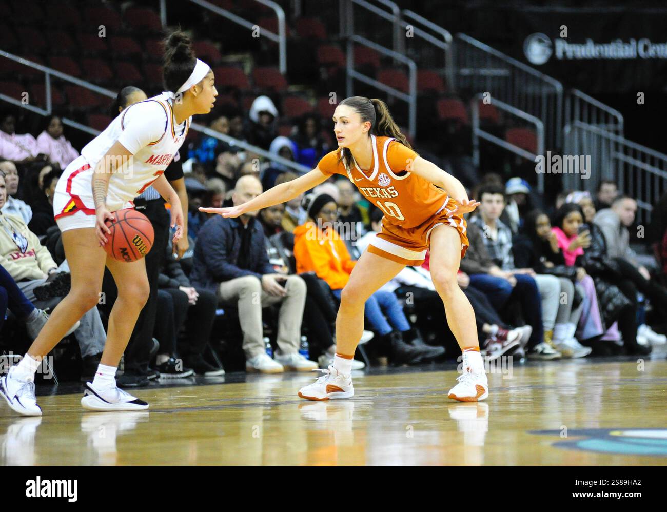 Shay Holle (10) of Texas on defense at Prudential Center in the Coretta ...
