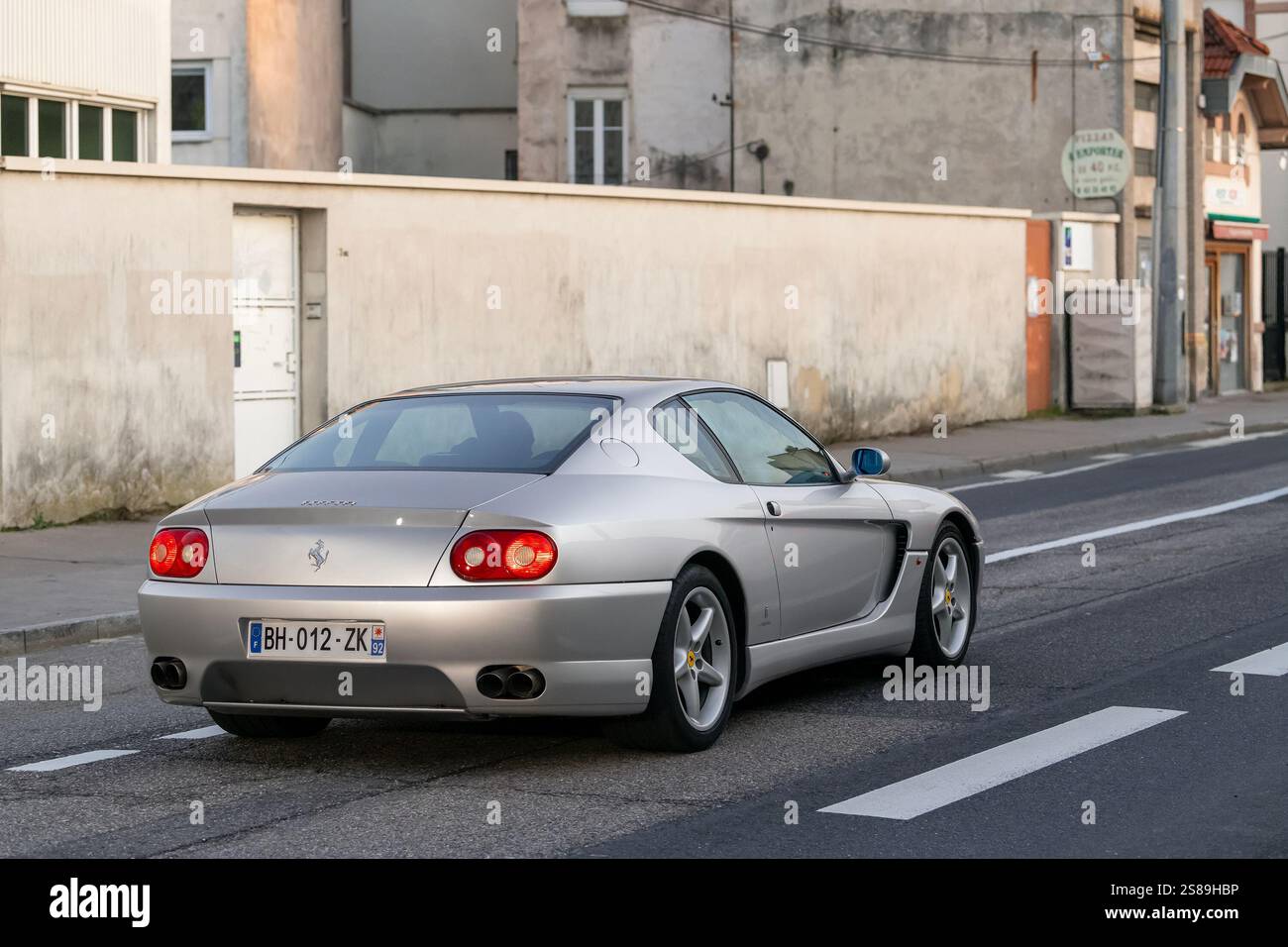 Nancy, France - View on a grey Ferrari 456 GT driving on a street Stock ...
