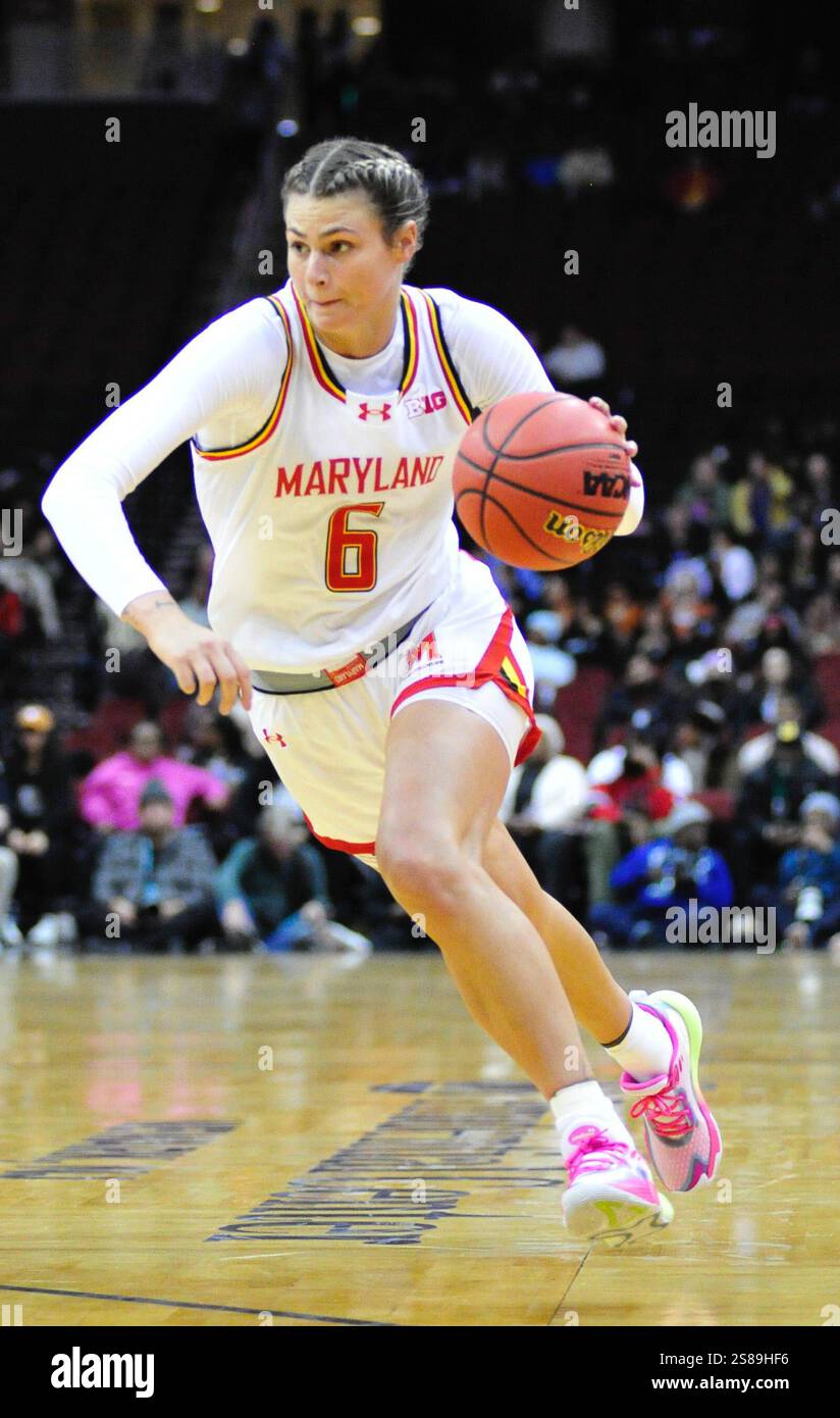 Newark, USA. 20th Jan, 2025. Saylor Poffenbarger (6) of Maryland at Prudential Center in the ...
