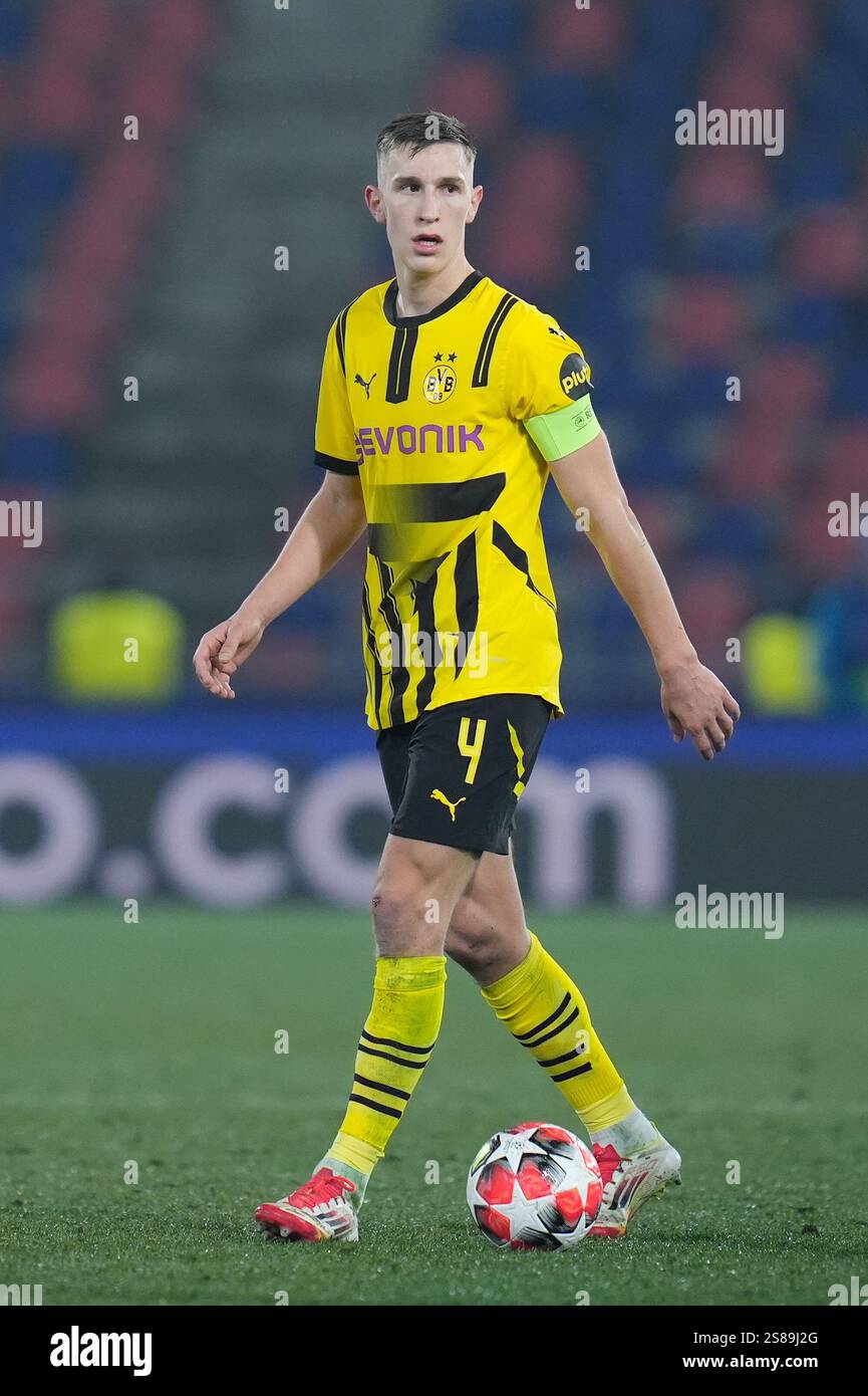 Bologna, Italy. 21st Jan, 2025. Nico Schlotterbeck of Borussia Dortmund ...
