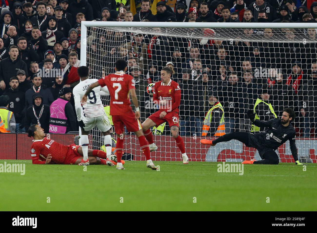 Jonathan David of Lille (9) scores his teams 1st goal. UEFA Champions ...