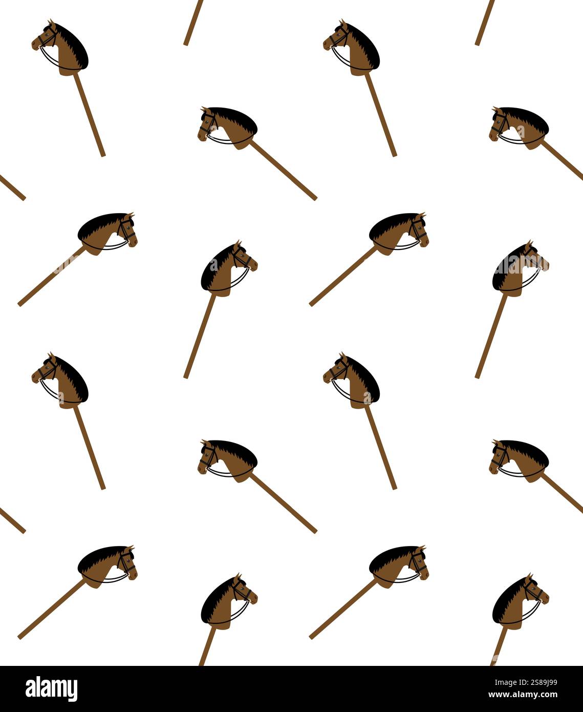 Vector seamless pattern of flat cartoon bay brown hobby horse toy ...