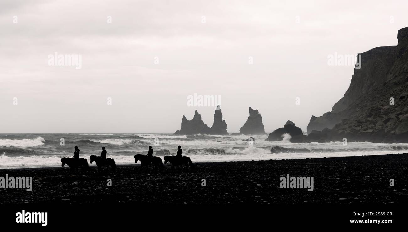 Lava rock formations at scenic Reynisdrangar black sand beach in South ...