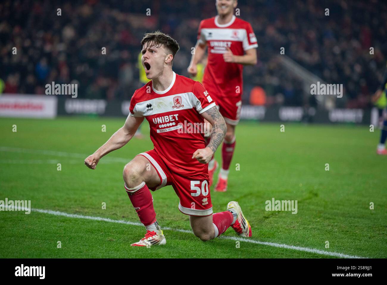 Middlesbrough's Ben Doak scores the second goal and celebrates during ...