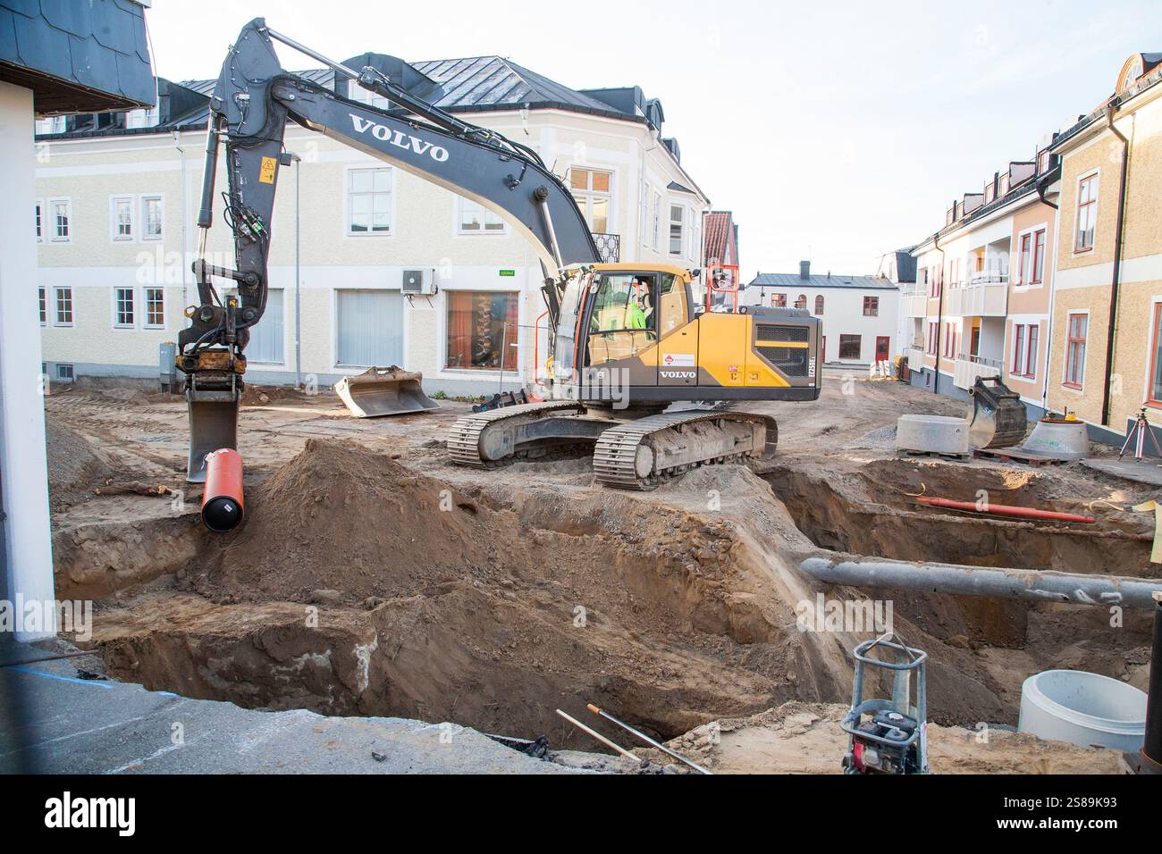 Water and sewage systems are replaced in Malmköping Sweden' Stock Photo ...