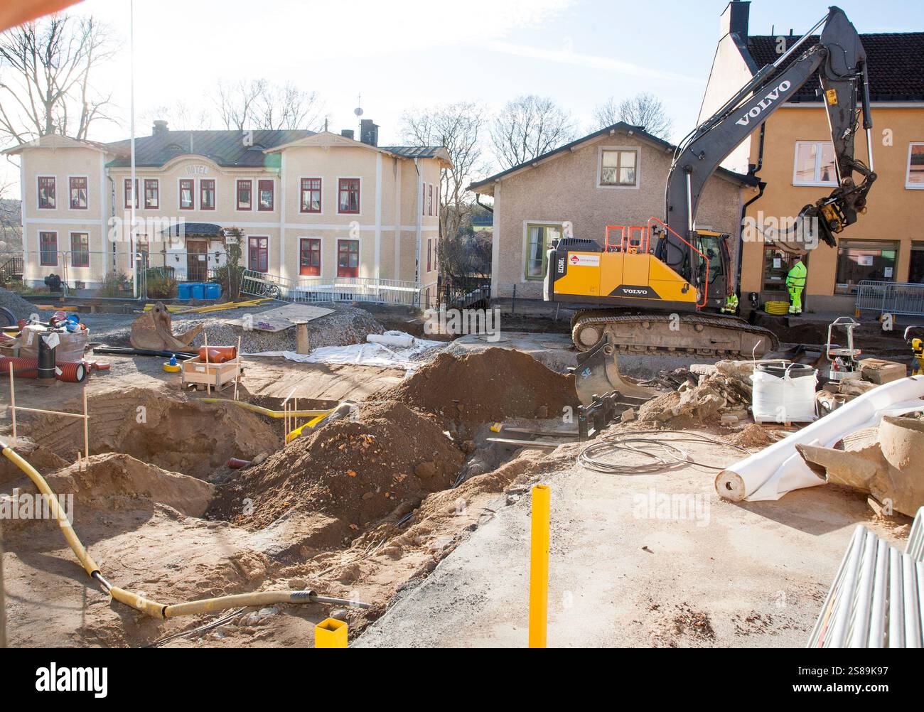 Water and sewage systems are replaced in Malmköping Sweden' Stock Photo ...