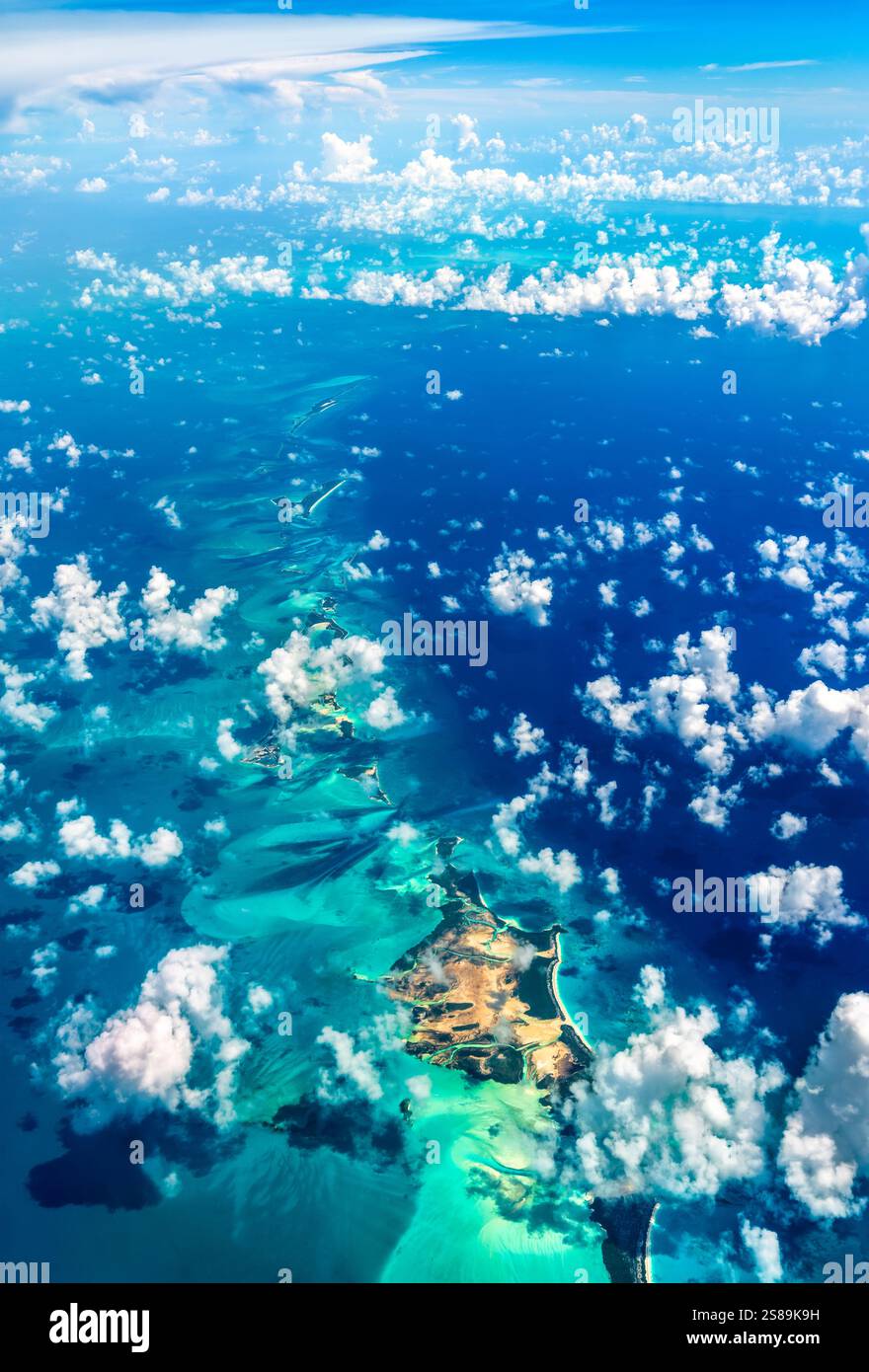Aerial view of Shroud Cay Island in the Caribbean Sea, the Bahamas ...