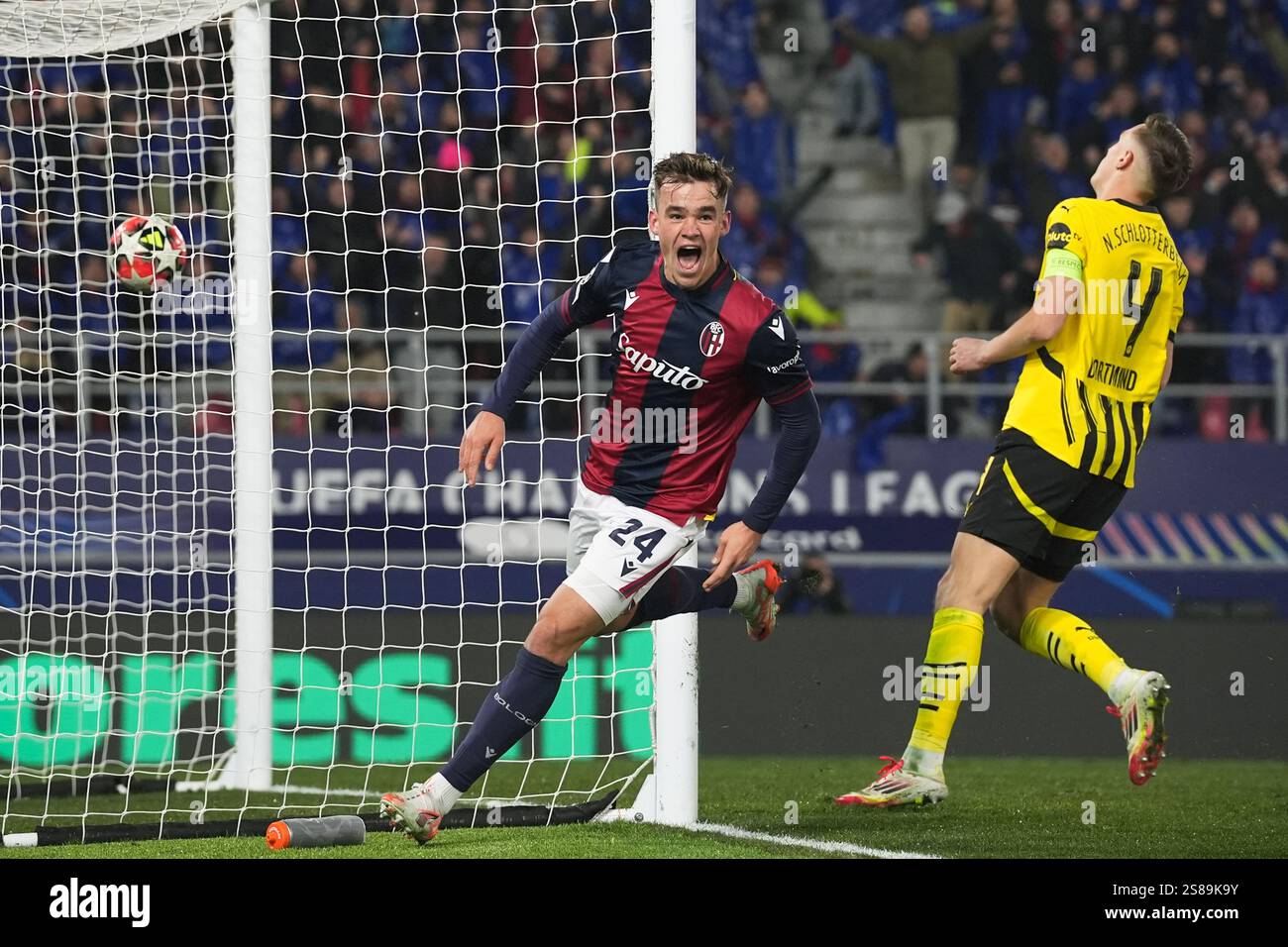 Bologna, Italia. 21st Jan, 2025. Bologna's Thijs Dallinga celebrates ...