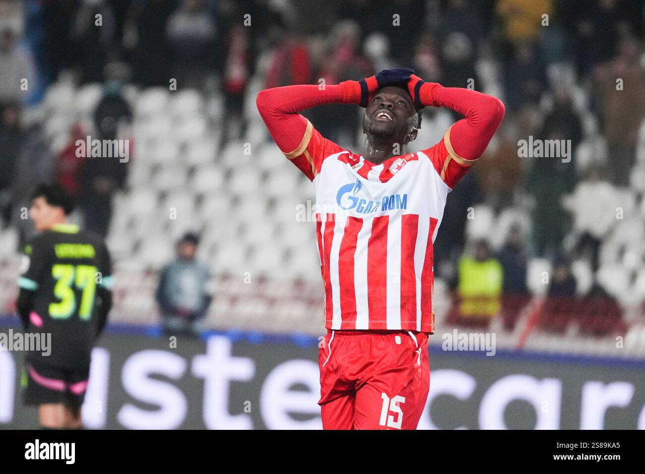 Red Star's Silas reacts after missing a scoring chance during the ...