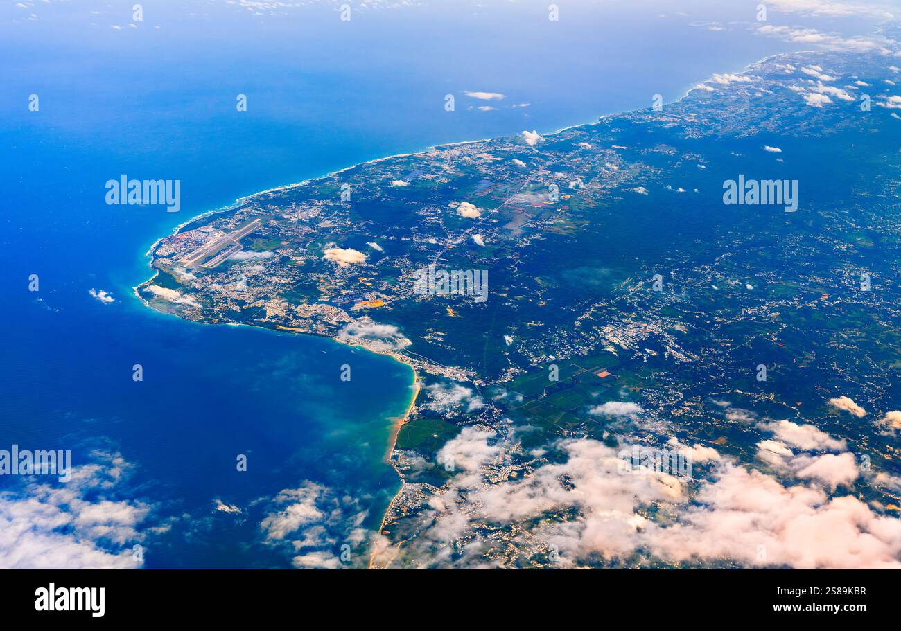 Aerial view of northwestern Puerto Rico in the Caribbean Sea, United ...