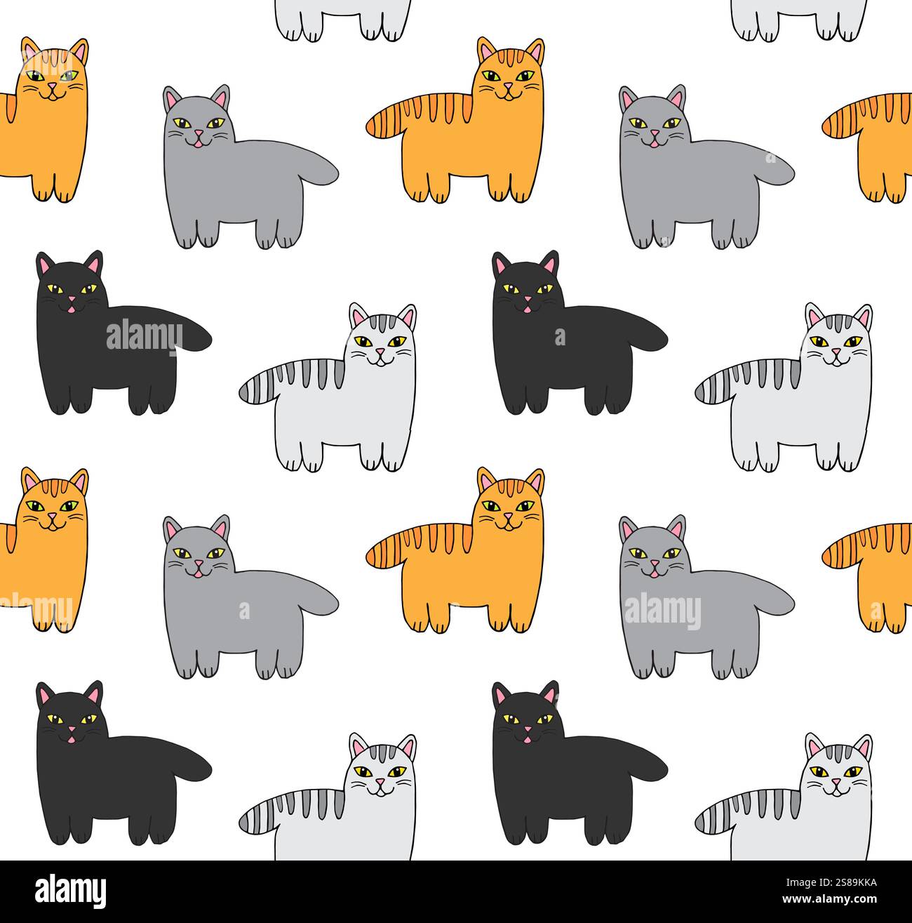 Vector seamless pattern of hand drawn doodle sketch different colored ...