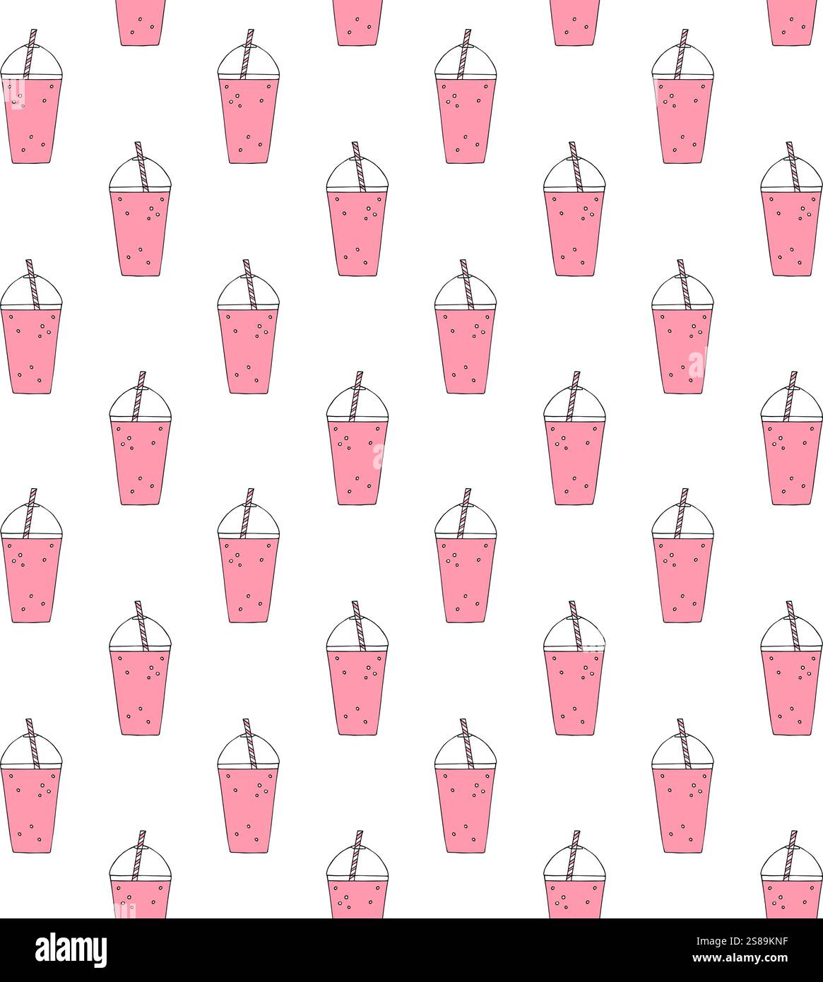 Vector seamless pattern of pink hand drawn doodle sketch smoothie milk ...