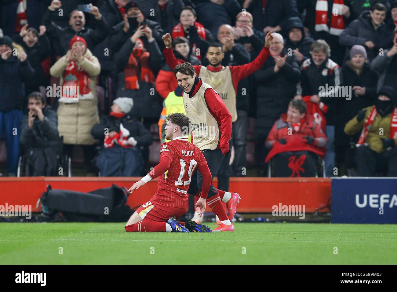 Liverpool, UK. 21st Jan, 2025. Harvey Elliott of Liverpool (19 ...