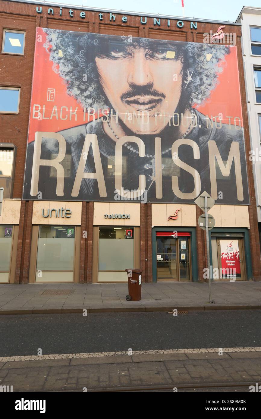 Dublin, Ireland - 15th January 2025 - A large anti-racism poster ...