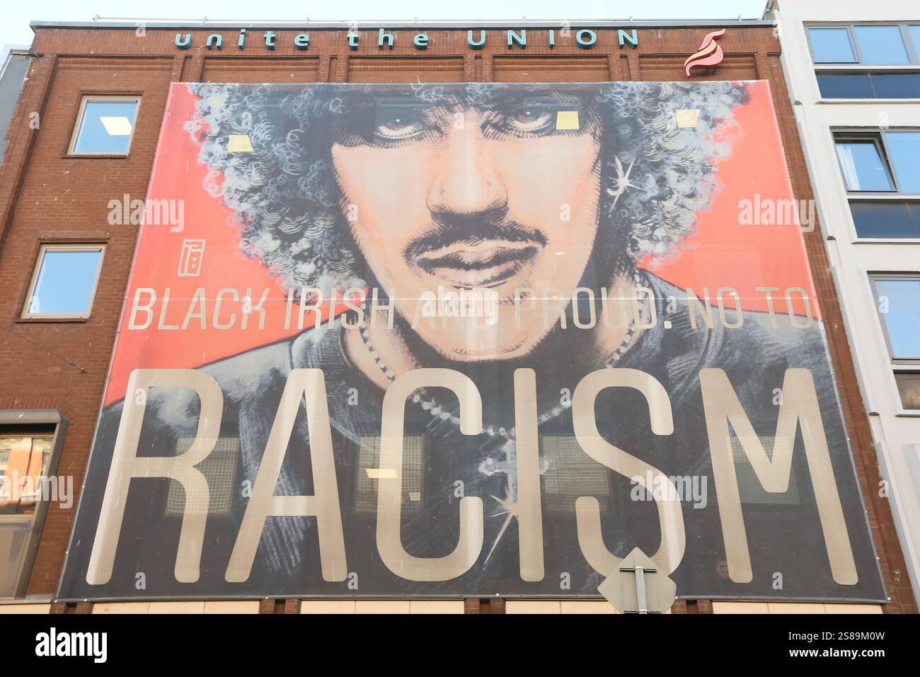 Dublin, Ireland - 15th January 2025 - A large anti-racism poster ...