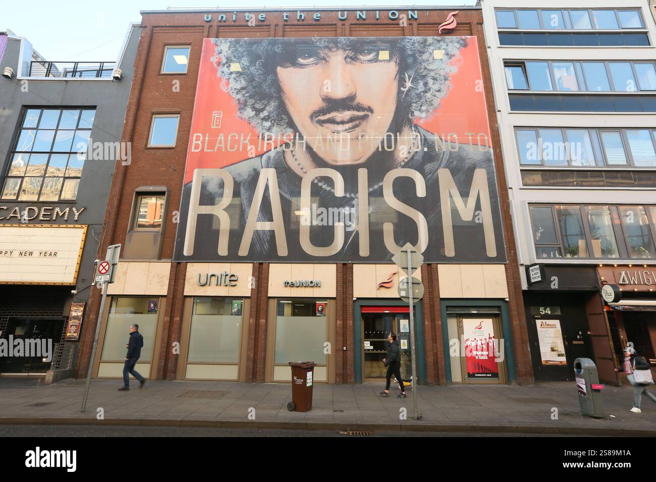 Dublin, Ireland - 15th January 2025 - A large anti-racism poster ...