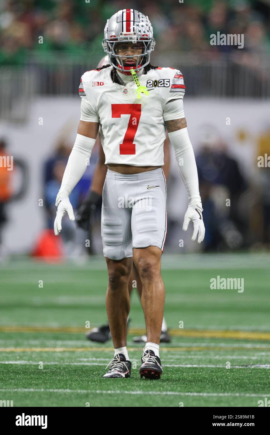 ATLANTA, GA - JANUARY 20: Cornerback Jordan Hancock #7 of the Ohio ...