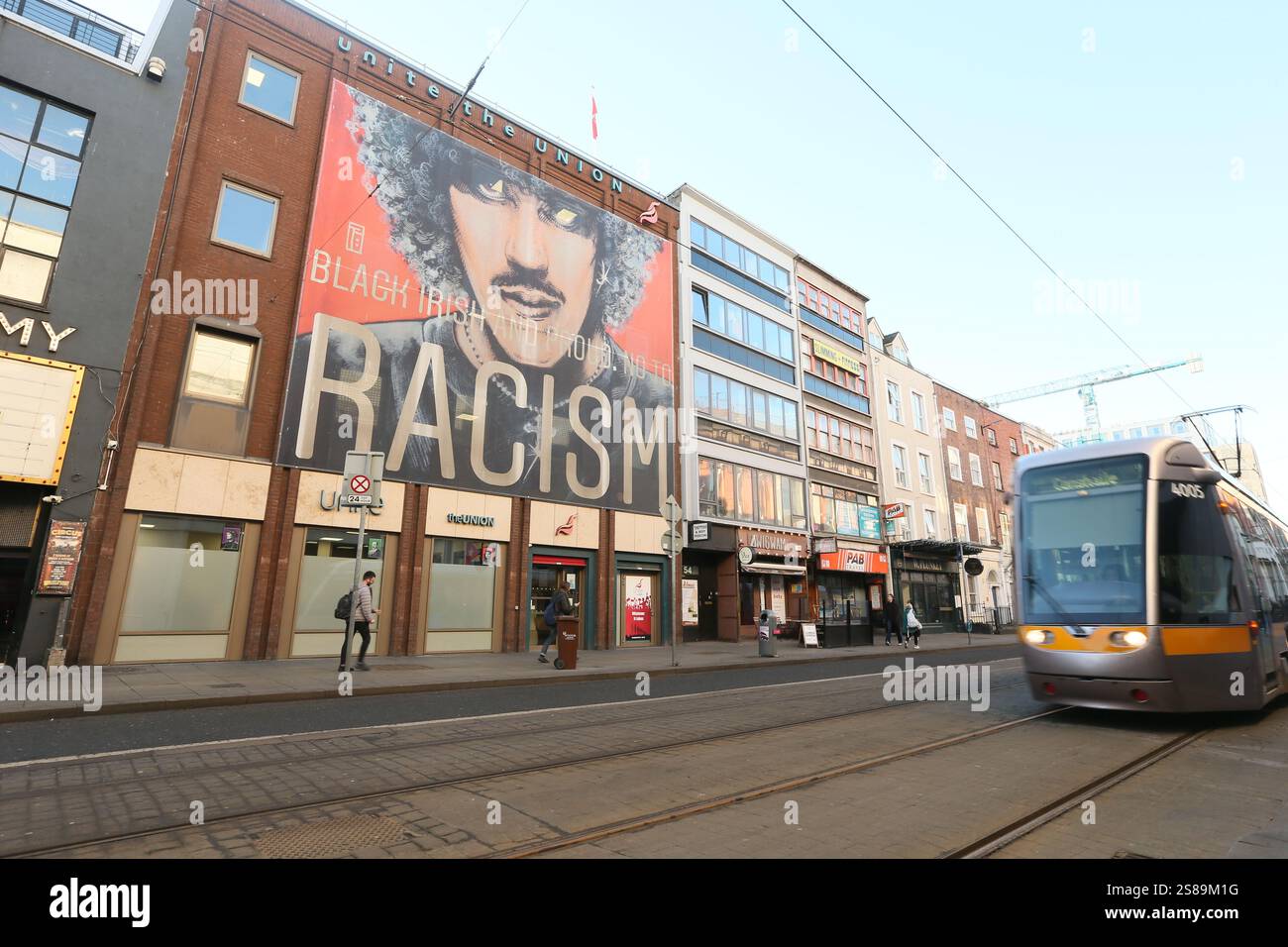 Dublin, Ireland - 15th January 2025 - A large anti-racism poster ...