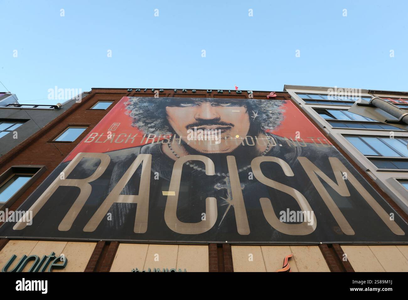 Dublin, Ireland - 15th January 2025 - A large anti-racism poster ...
