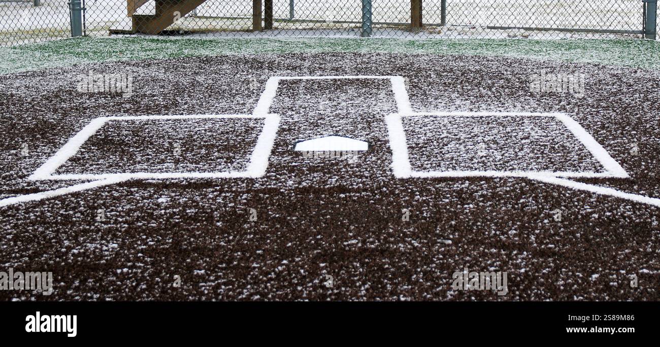 View captures a new artificial baseball field during early spring ...