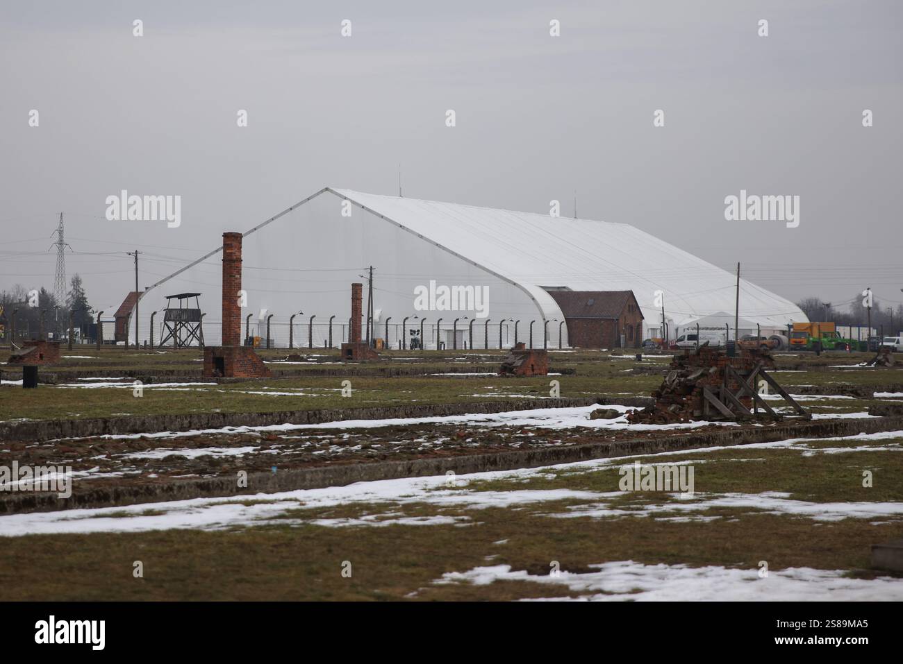 January 21, 2025, Brzezinka, Poland: A giant tent erected over The ...