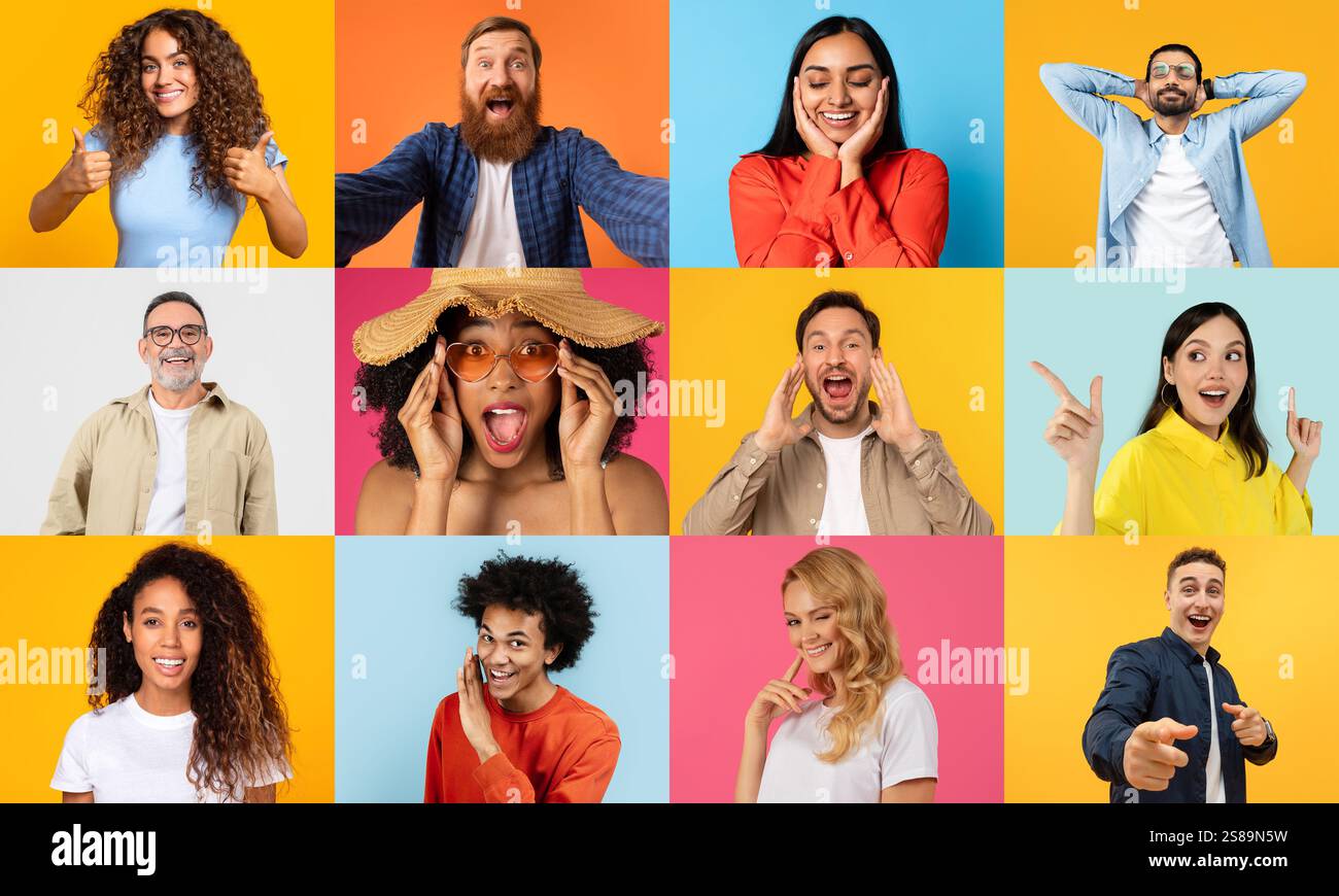 Diverse group of happy people sharing joy and positivity in a vibrant ...