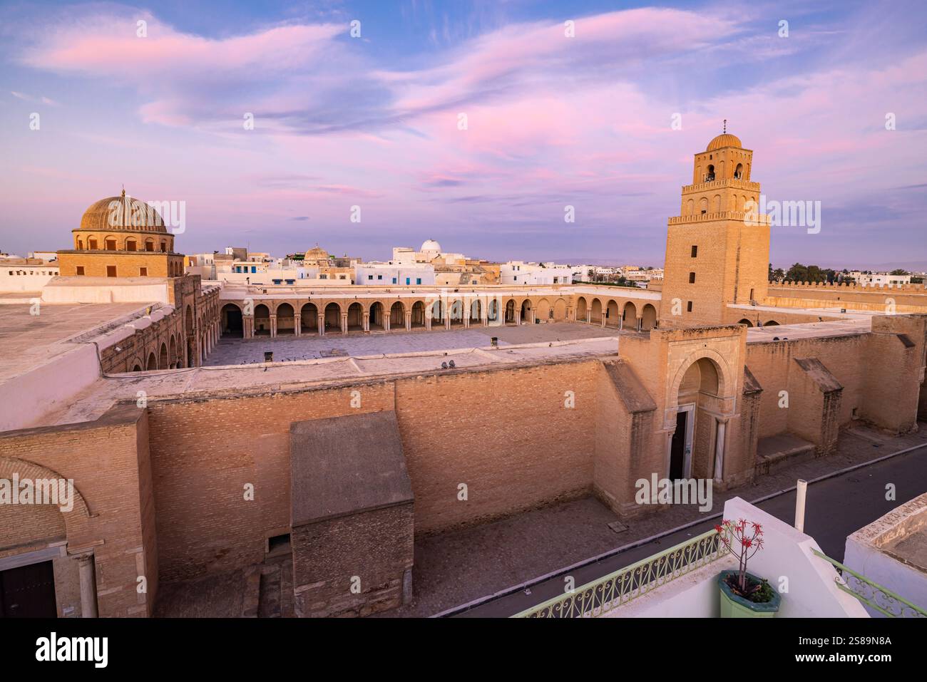 Kairouan, Tunisia. Evening view of the Great Mosque of Kairouan Stock ...