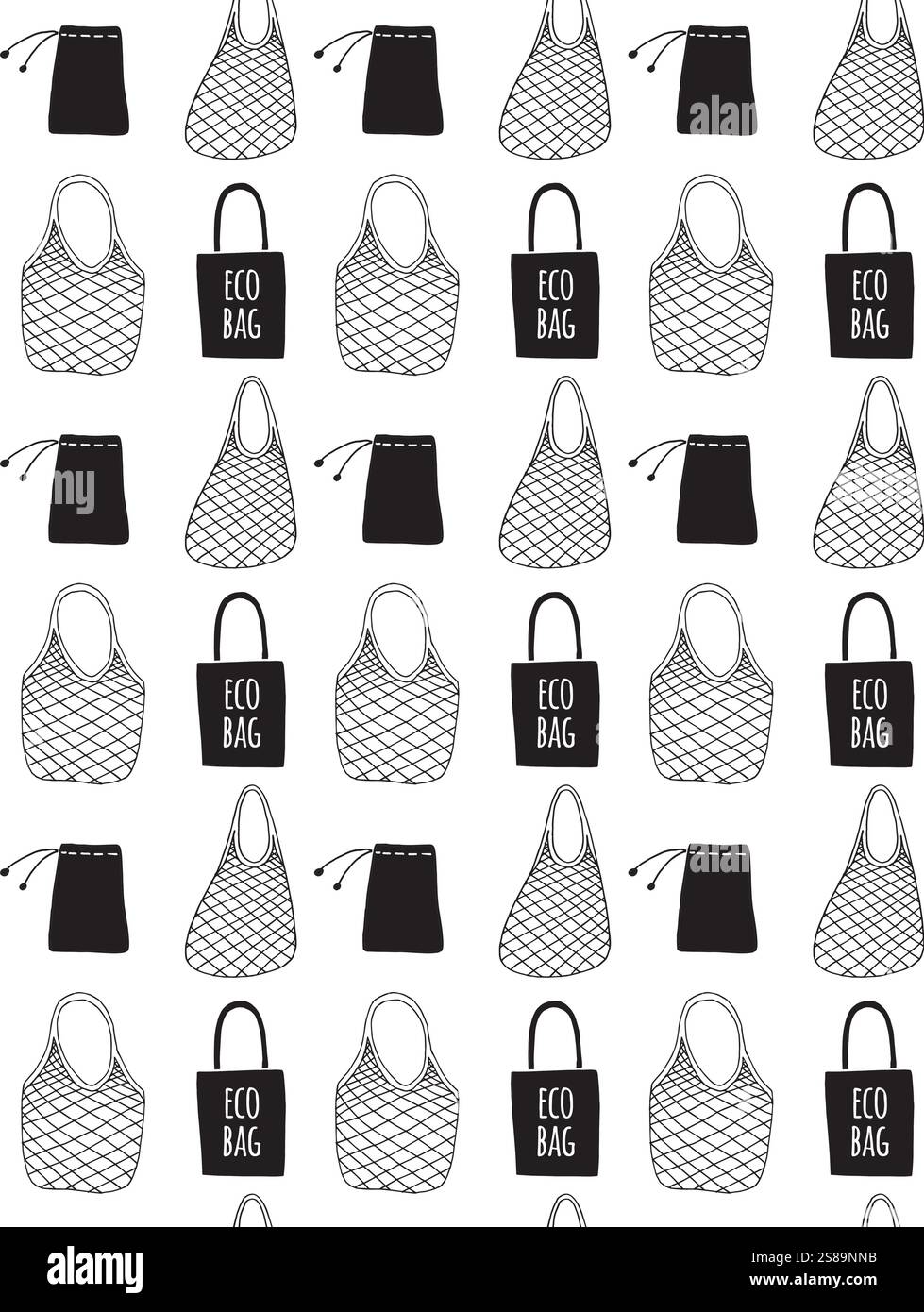 Vector seamless pattern of hand drawn doodle sketch Shopping reusable ...