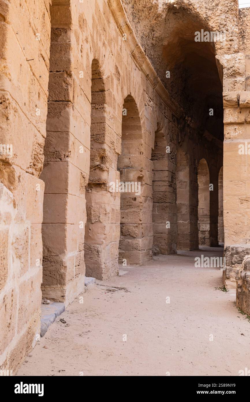 El Jem, Mahdia, Tunisia. Interior of the amphitheater of the Roman ...