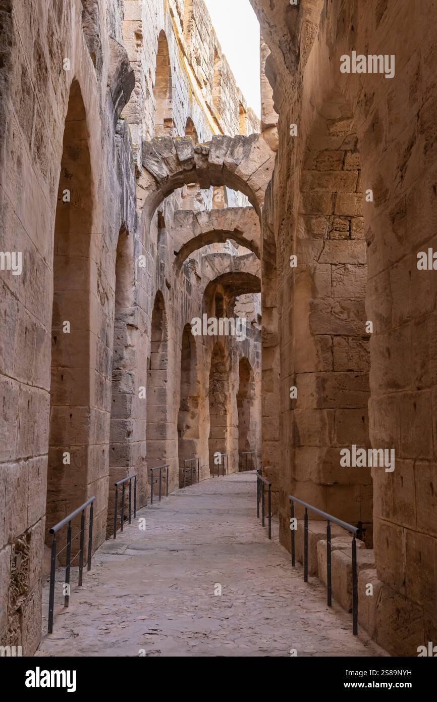 El Jem, Mahdia, Tunisia. Interior of the amphitheater of the Roman ...