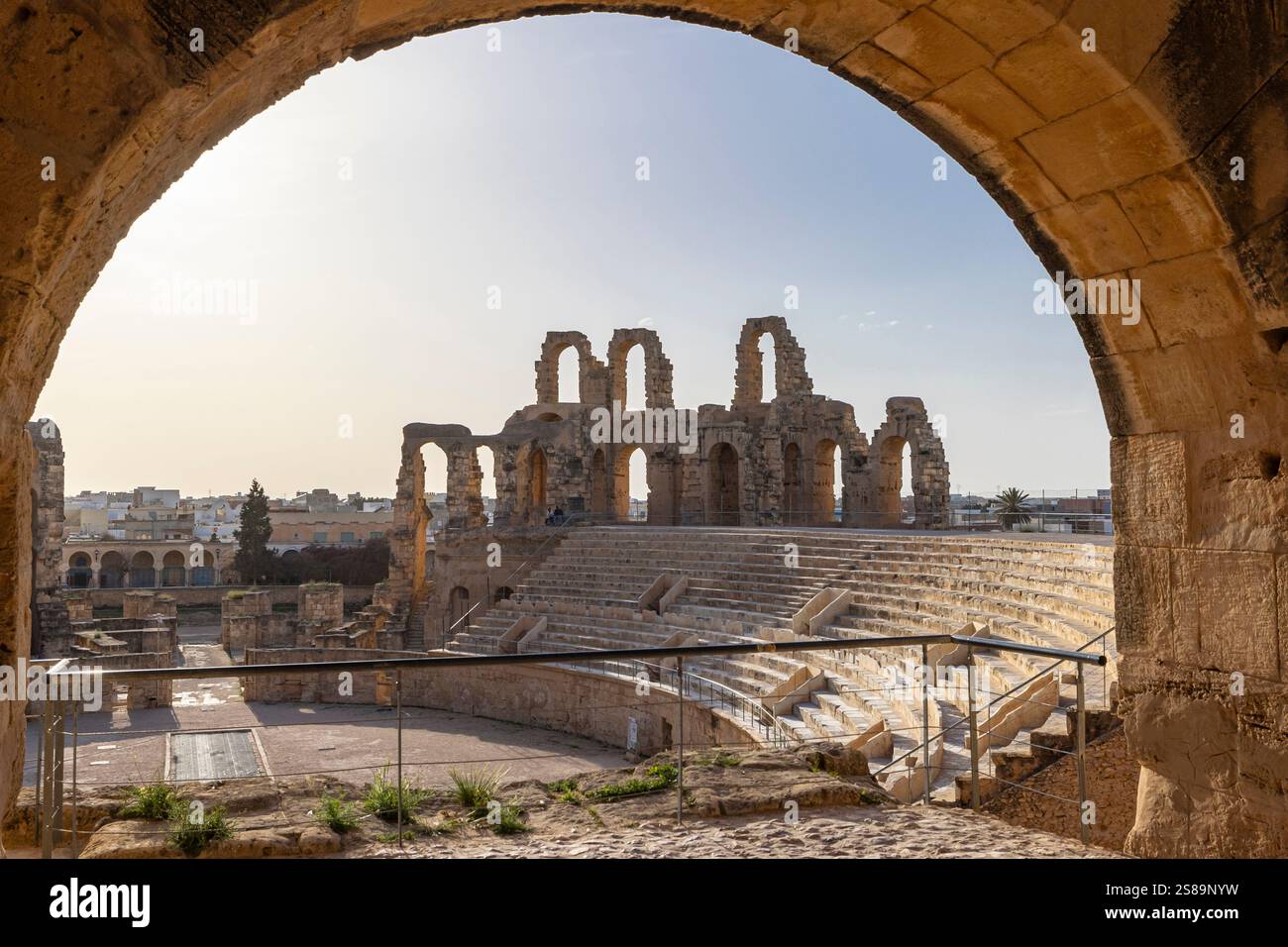 El Jem, Mahdia, Tunisia. Amphitheater of the Roman ruins at El Jem ...