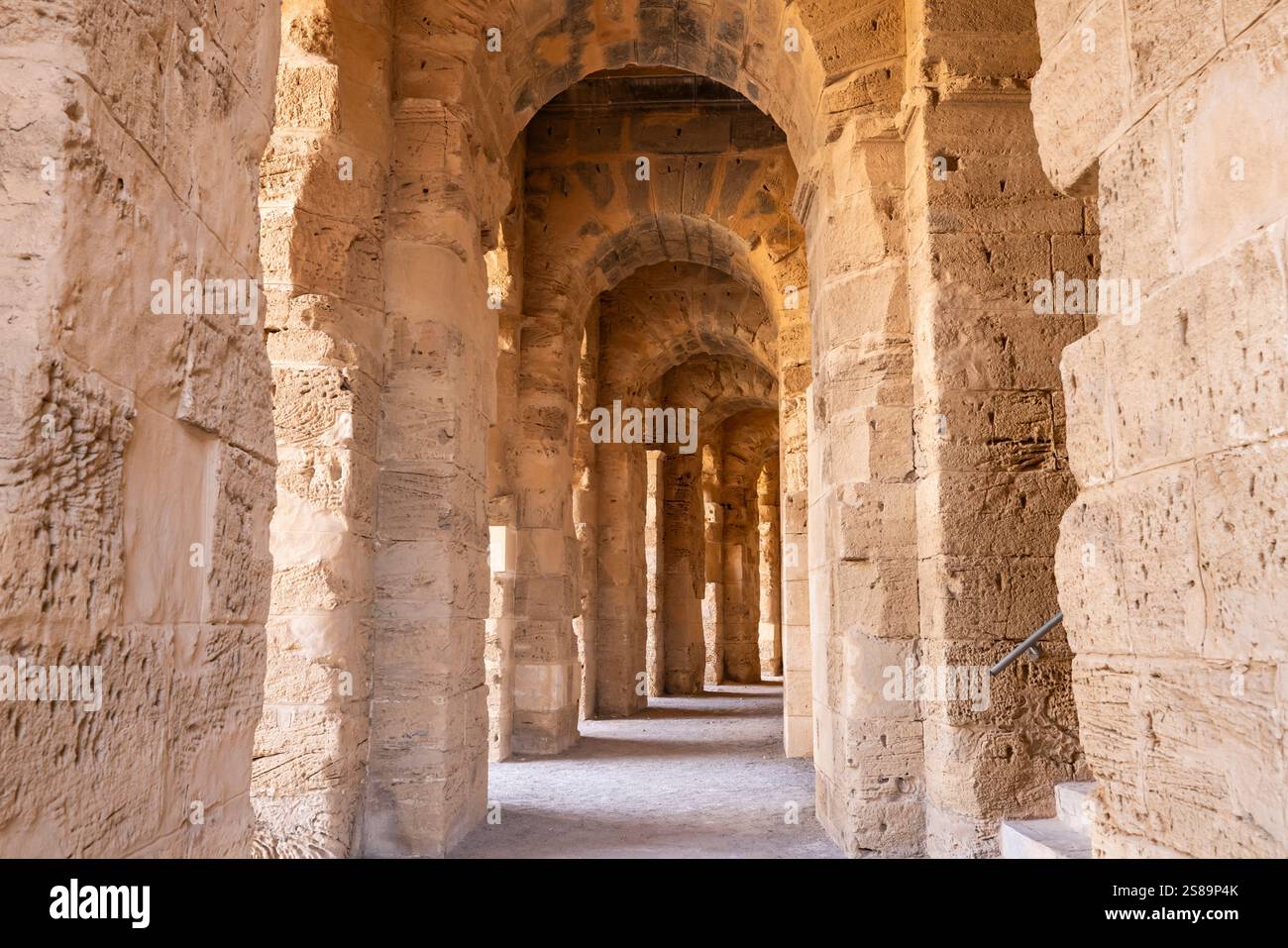 El Jem, Mahdia, Tunisia. Interior of the amphitheater of the Roman ...