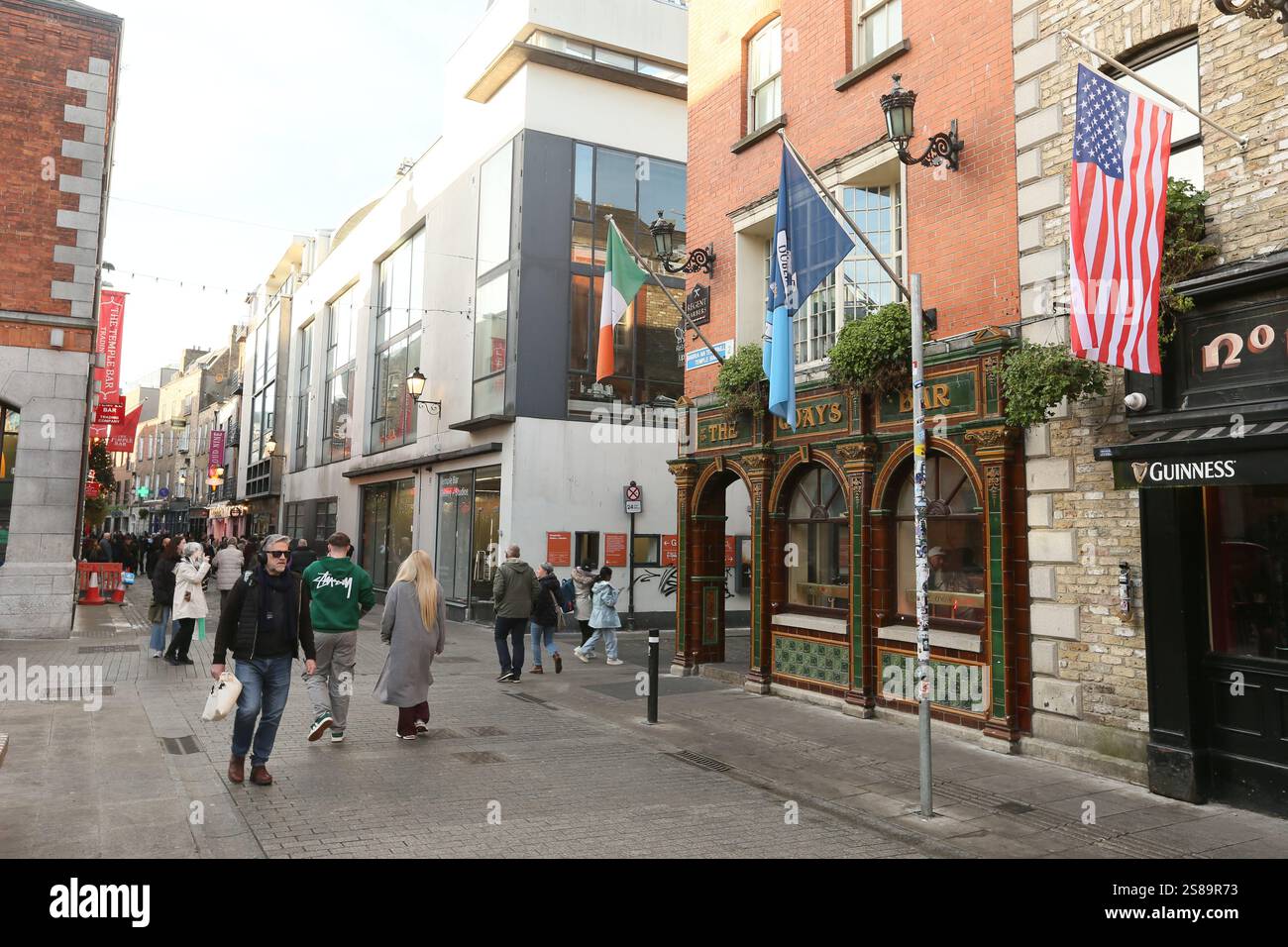 Dublin, Ireland - 17th January 2025 - A street view of people on Temple ...