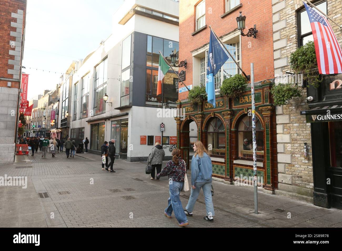 Dublin, Ireland - 17th January 2025 - A street view of people on Temple ...